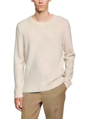 SANDRO SANDRO Seed-Stitch Wool Crew Neck Sweater