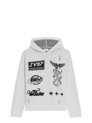Zadig&Voltaire Graphic-print Wool And Cashmere Hoodie - Grey