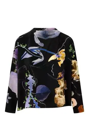 ANNTIAN Asymmetric Printed Blouse - Black