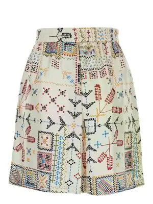 Momoni All-over Print Elasticated Waist Shorts - Neutrals