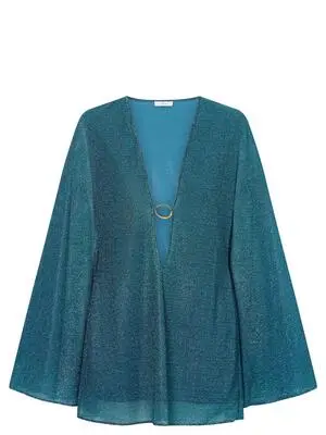 Oseree Lumière Embellished Metallic Stretch-knit Kaftan - Blue