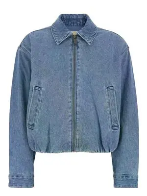 Michael Kors Denim Zip-up Jacket With Elasticated Hem - Blue