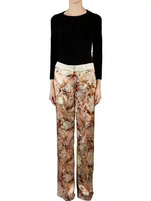 Giles Printed Silk Blend Trousers - Neutrals