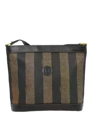 Fendi Fendi Pequin Striped Shoulder Bag Black