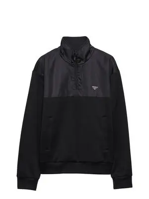 Prada Cotton And Re-nylon Half-zip Jacket - Black