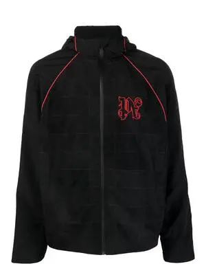 Palm Angels Embroidered Logo Shell Jacket - Black