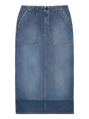 FORTELA Denim Midi Skirt - Blue