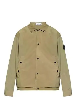 Stone Island Buttoned Bomber Jacket With Pointed Collar - Neutrals