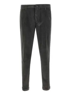RE-HASH Corduroy Trousers With Turn-up Hem - Grey