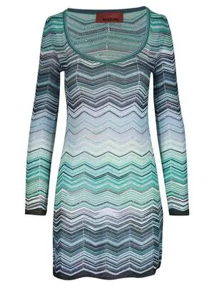 Missoni Chevron Knit Mini Dress - Blue