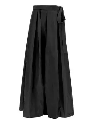 Pinko Raponzolo Maxi Skirt With Pleats And Ribbon Tie - Black