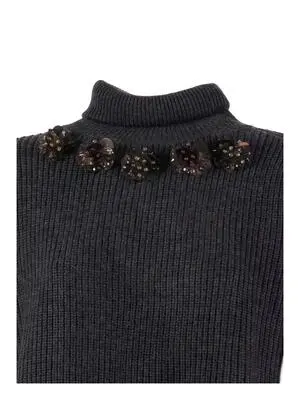 P.a.r.o.s.h Embellished Roll Neck Sweater - Grey