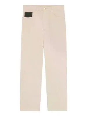 Drole De Monsieur Logo Patch Straight Leg Trousers - Neutrals