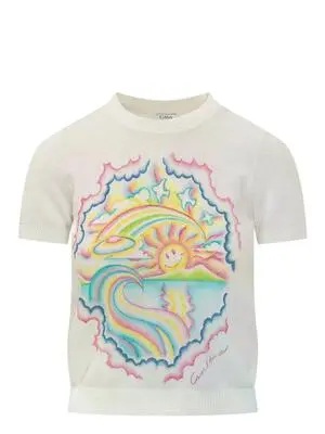 Casablanca Graphic Print Short Sleeve T-shirt - Neutrals