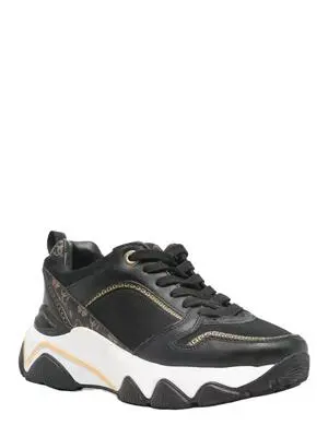 Guess Logo Pattern Lace-up Sneakers - Black