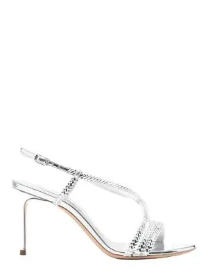CASADEI Casadei Silver-Tone Criss-Cross Stiletto Sandals