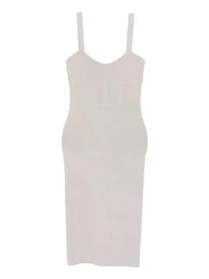 Patrizia Pepe Fitted Jacquard Knit Midi Dress - Grey