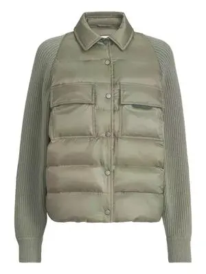Brunello Cucinelli Quilted Pocket Knit-sleeve Jacket - Green