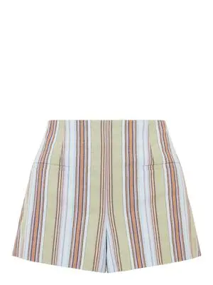 Faithfull The Brand Aurora Striped Cotton And Linen-blend Shorts - Blue