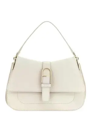 Furla Leather Flow Shoulder Bag Neutrals