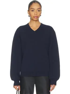 EAVES Zooey Double Faced V-neck Sweater In . Also - Navy