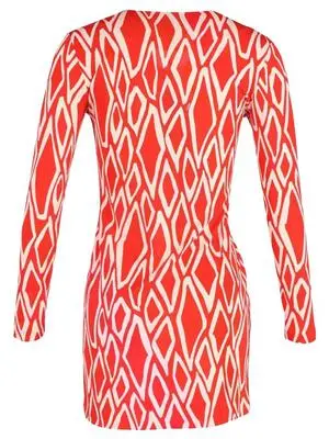 Diane Von Furstenberg Printed Long-sleeved Dress - Red