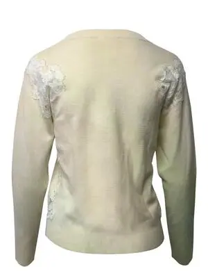 Chloé Lace Embellished Wool Sweater - Neutrals