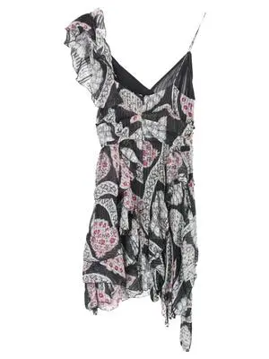 ISABEL MARANT VINTAGE Printed Ruffled Mini Dress - Black