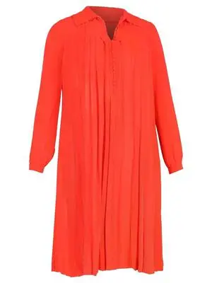 Chloé Collared Pleated Shirt Dress - Red
