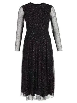 Escada Sheer Sleeve Midi Dress - Black