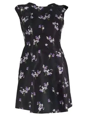 Red Valentino A-line Floral-print Mini Dress - Black