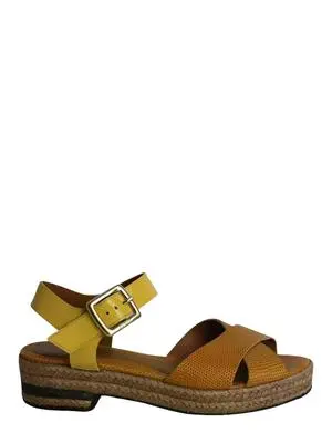 Fendi Cross Ankle Strap Platform Sandals - Brown