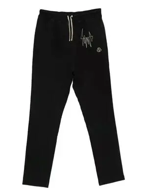 Moncler Rick Owens Embroidered Cotton Track Pants - Black