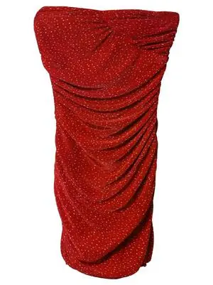 Maje Polka Dot Ruched Mini Dress - Red