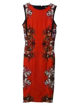 Roberto Cavalli Filigree Print Sheath Midi Dress - Red
