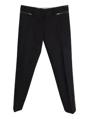 Celine Wool Trousers With Zip Pockets And Stripe Detail - Black