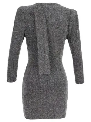IRO PARIS Tie-neck Long-sleeve Mini Dress - Grey