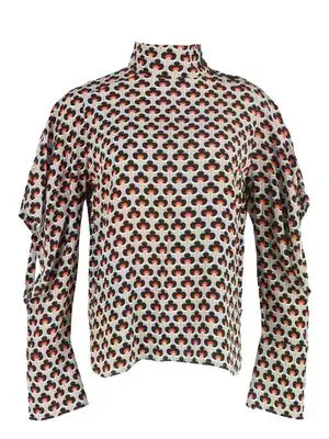 Marni Patterned High Neck Blouse - Neutrals
