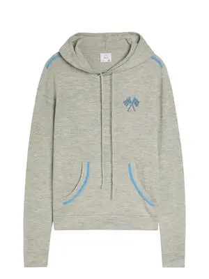 AN-Y1 Fine-knit Hooded Cashmere Jumper With Striped Trims - Grey