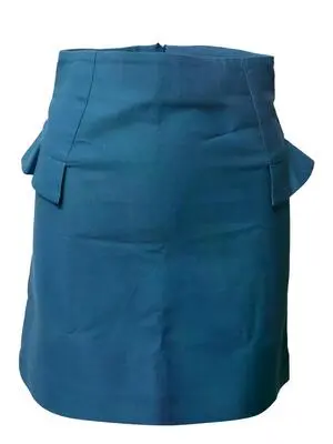Sandro SANDRO High-Waisted Flap-Pocket Mini Skirt Blue