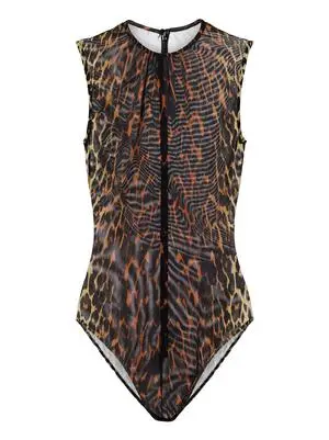 Alex Perry Leopard Print Mesh Bodysuit - Multicoloured