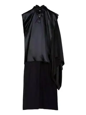 Ports 1961 Satin-paneled Draped Midi Dress - Black