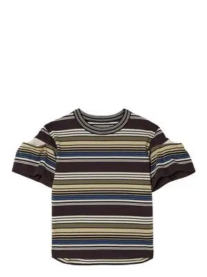 Sacai Striped Cotton T-shirt With Piqué Panelling - Multi