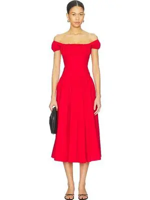 Caroline Constas Augusta Drop Waist Maxi Dress - Red