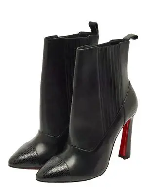 CHRISTIAN LOUBOUTIN Leather High Heel Ankle Boots - Black