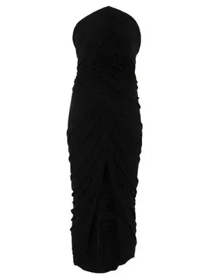 Alexander Wang Strapless Ruched Midi Dress With High-low Hem - Black
