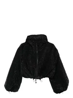 Cecilie Bahnsen Cecilie Bahnsen Black Floral Jacquard Hooded Crop Jacket Black