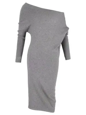 TOM FORD Off-shoulder Long Sleeve Midi Dress - Grey