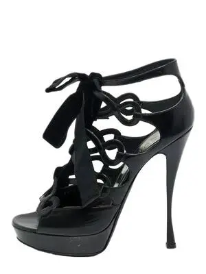 Alexander McQueen Leather Cut-out Stiletto Sandals - Black