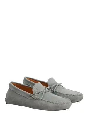 TOD'S Suede Slip-on Boat Shoes With Bow Detailing - Grey